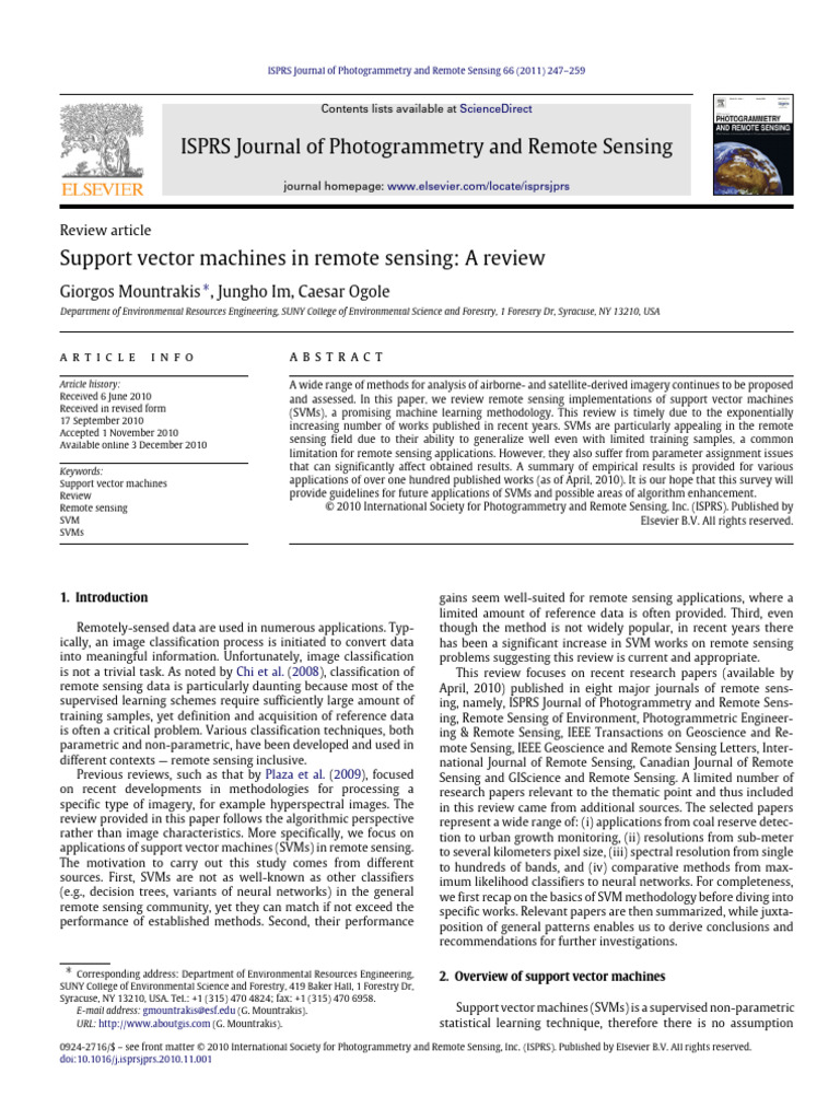 SVM in Remote Sensing | PDF | Support Vector Machine | Applied Mathematics