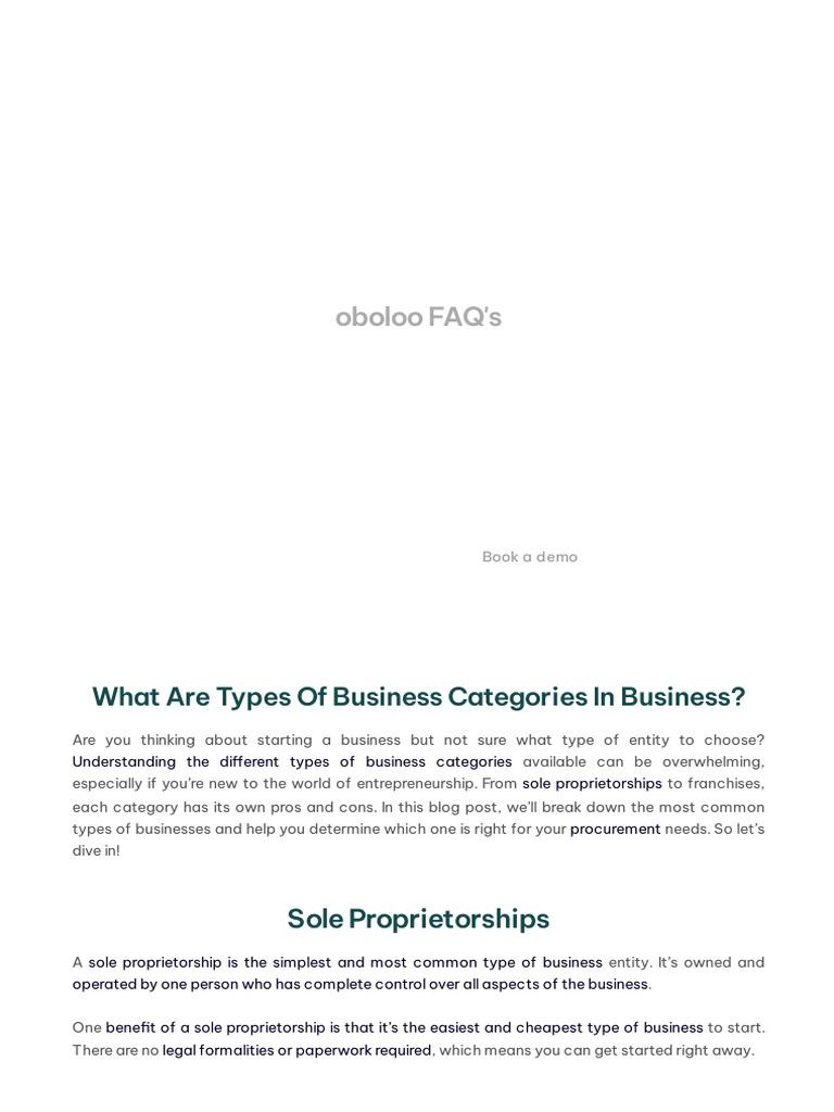 What Are Types of Business Categories in Business - Oboloo | PDF ...
