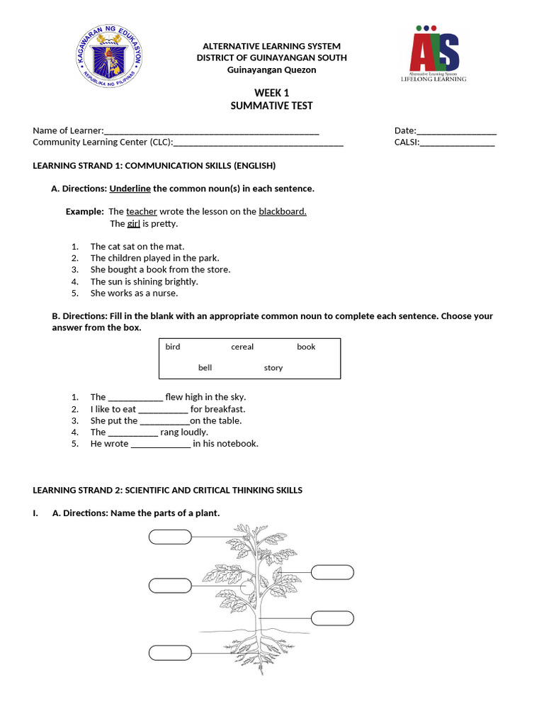 Alternative Learning System. (Week1) - 1 | PDF