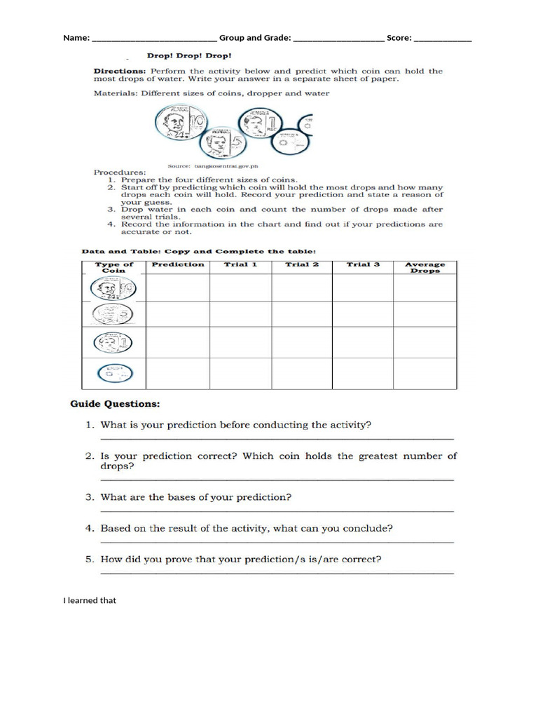 Drop Drop Drop Activity | PDF