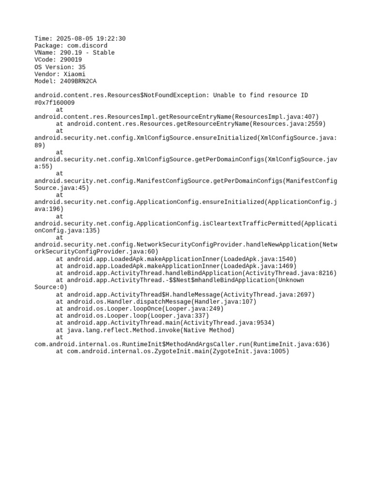 Resource Not Found Exception in App | PDF