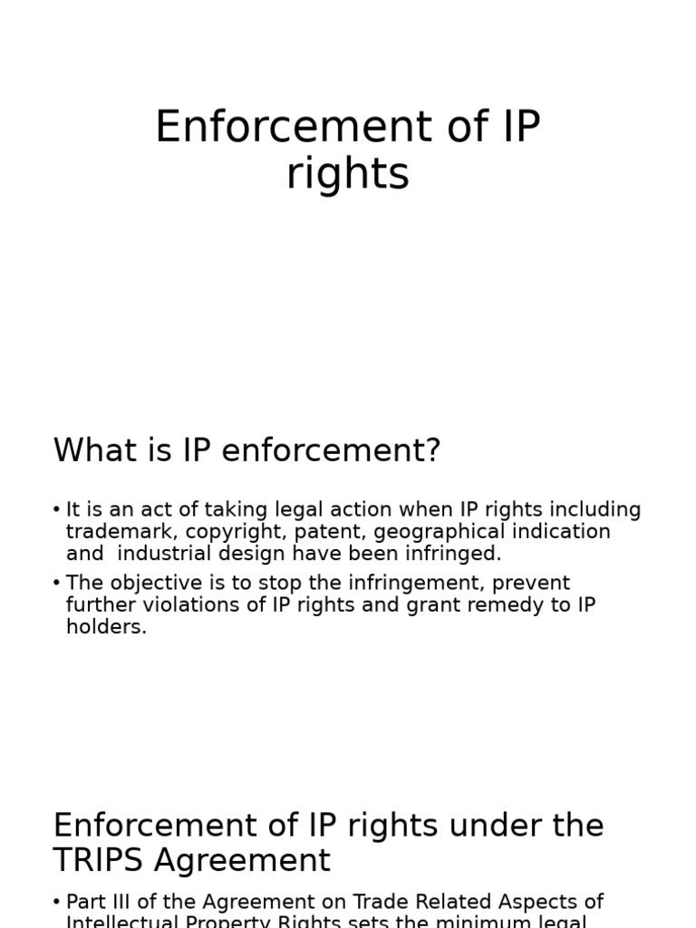 Lecture Series No. 22 Enforcement of IP Rights | PDF | Intellectual ...