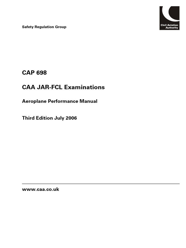 CAP 698: Aeroplane Performance Manual | PDF | Sea Level | Airspeed