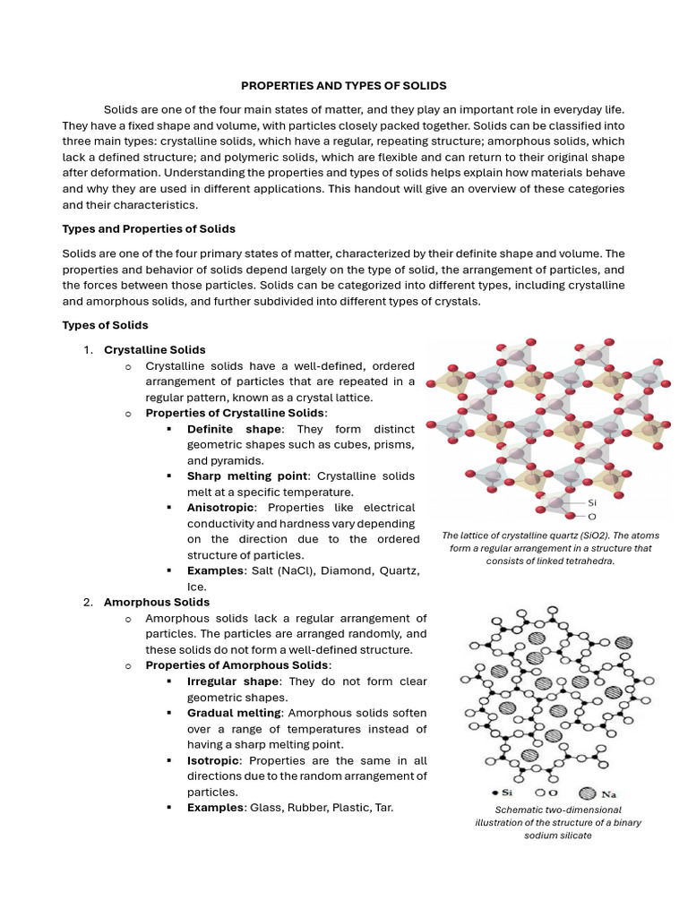 Properties and Types of Solids | PDF | Solid | Crystal
