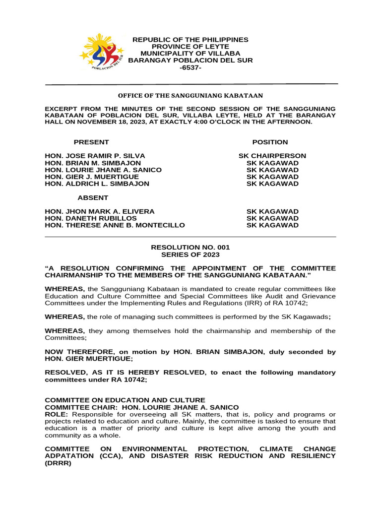 SK Committee Appointments in Villaba | PDF