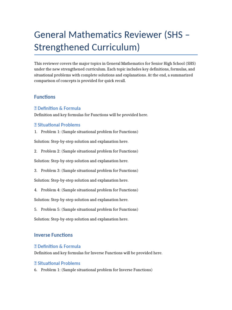 General Mathematics Reviewer | PDF | Time Complexity | Function (Mathematics)