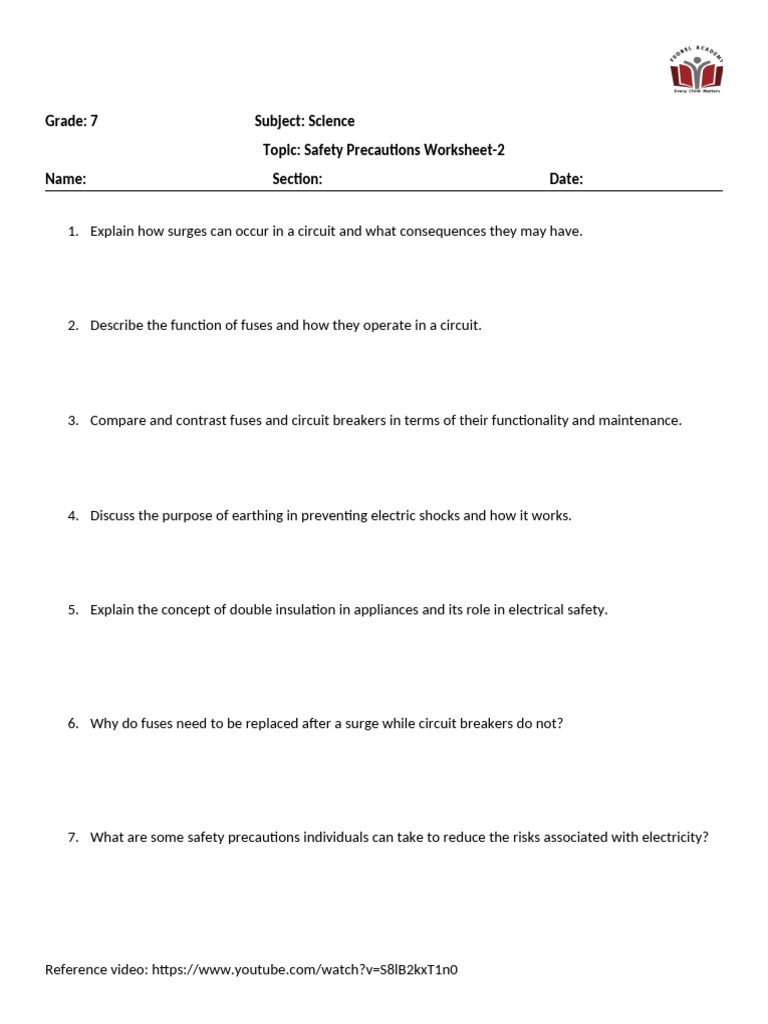 Safety Pracaution Worksheet-2 | PDF