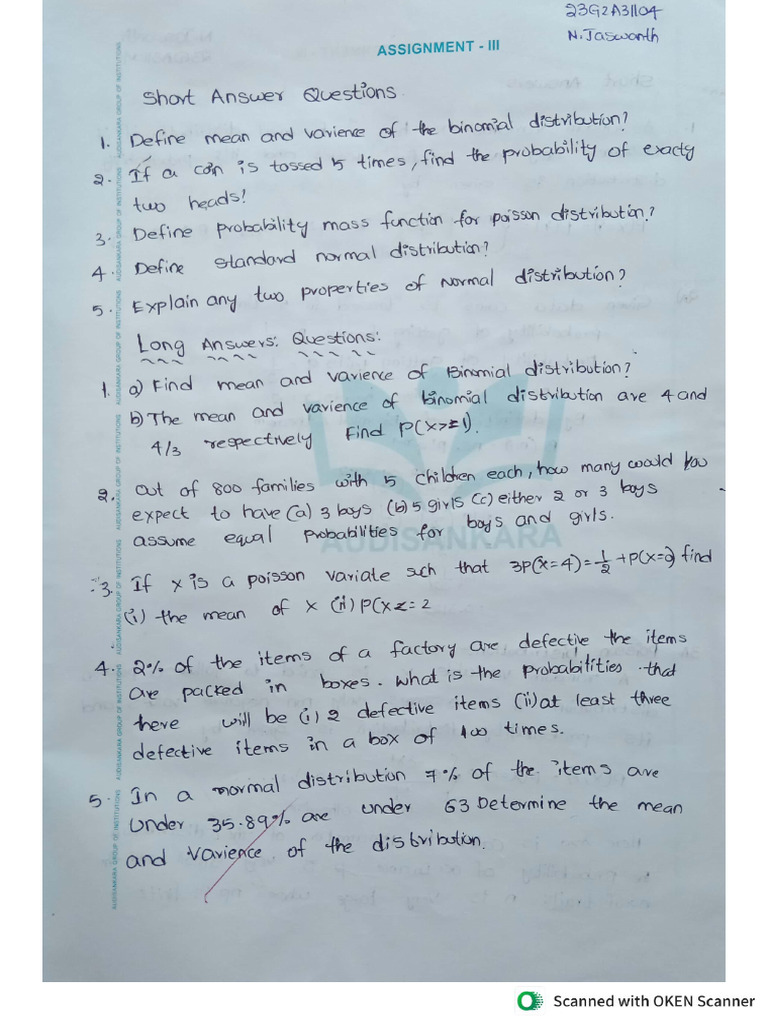 P&s Assignment 3 | PDF