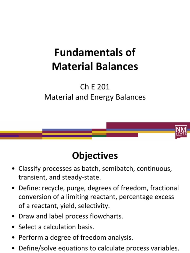 Material Balances in Chemical Engineering | PDF | Stoichiometry | Chemistry