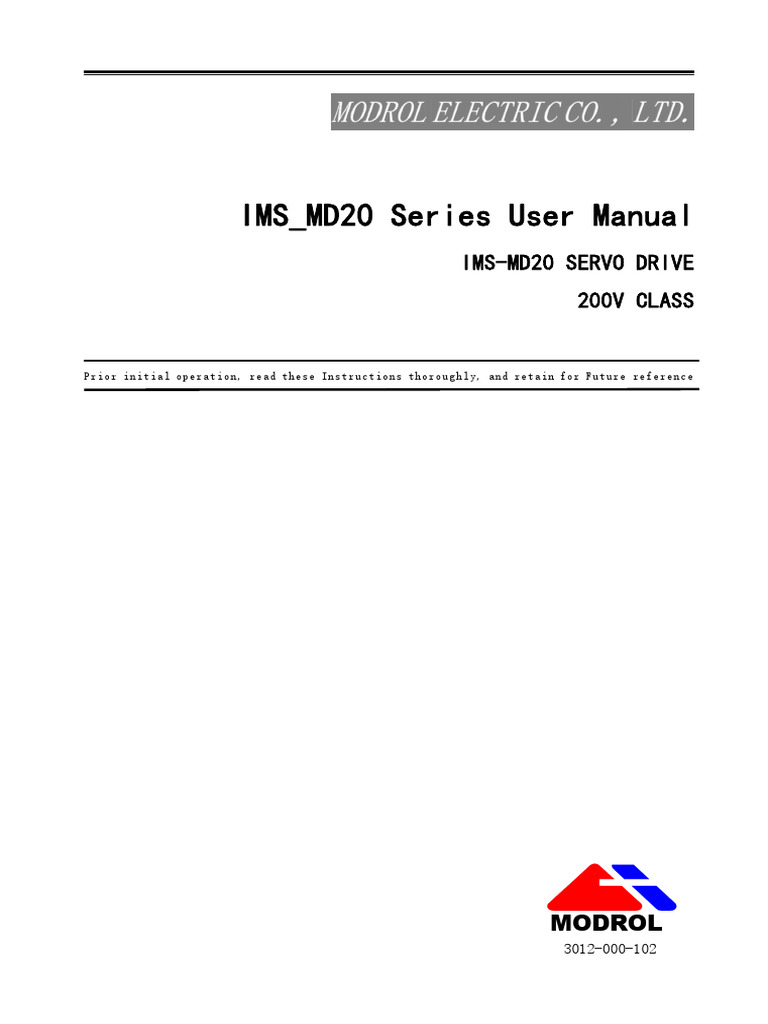 IMS - MD20 Series User Manual | PDF | Acceleration | Feedback