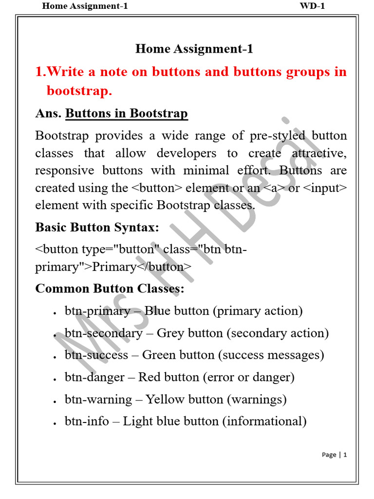 Home Assignment 2 With Answer | PDF | Button (Computing) | Bootstrap ...