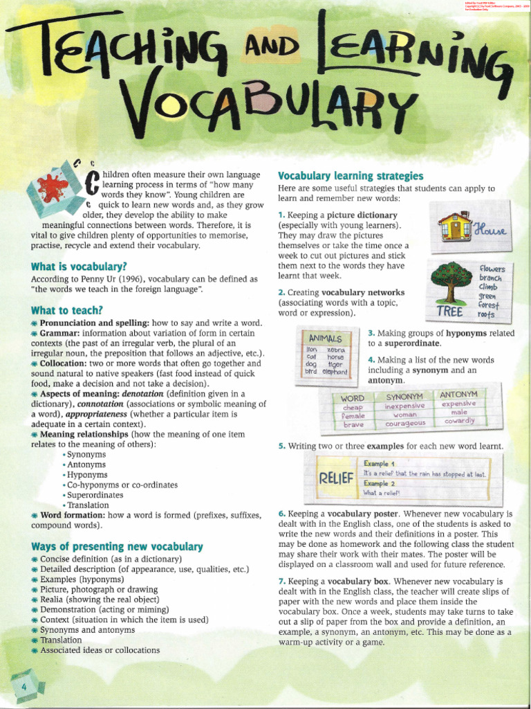 Teaching and Learning Vocabulary | PDF