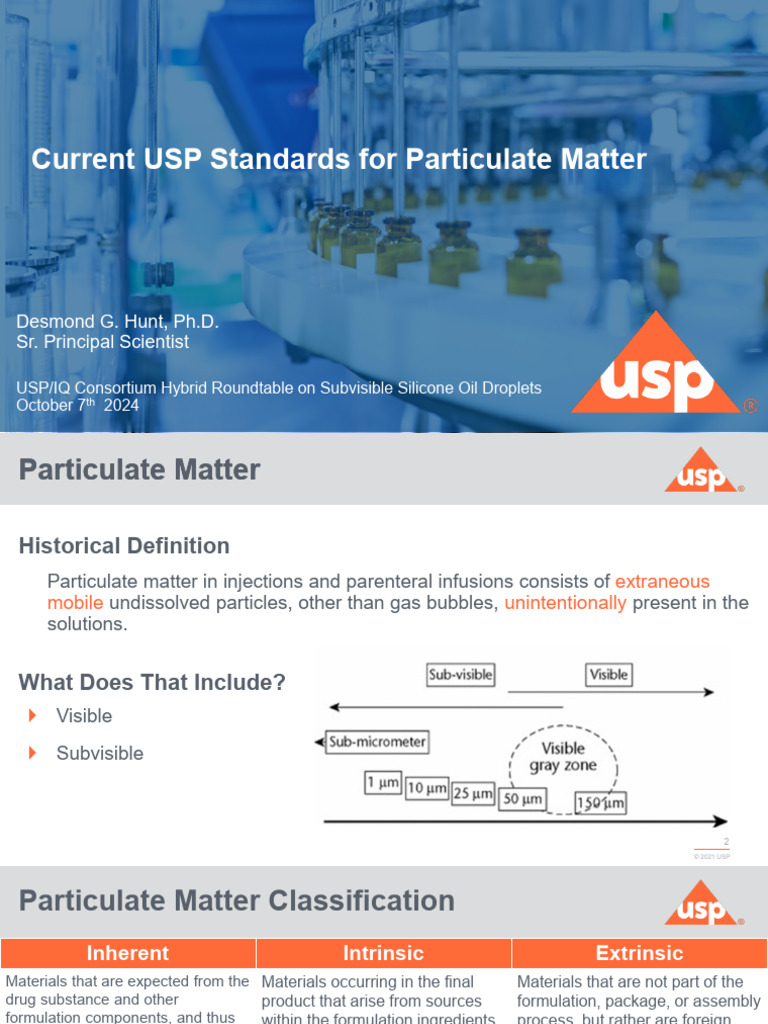 Current USP Standards for Particulate Matter | PDF | Pharmaceutical ...