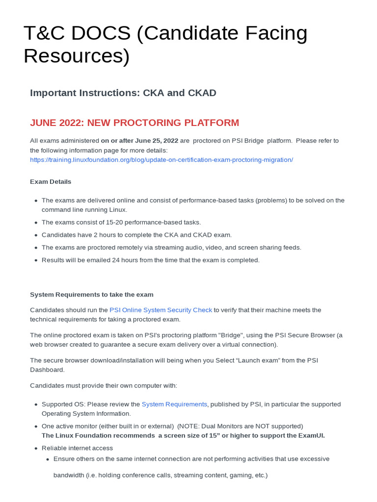 Important Instructions CKA and CKAD | PDF | Identity Document | Window (Computing)