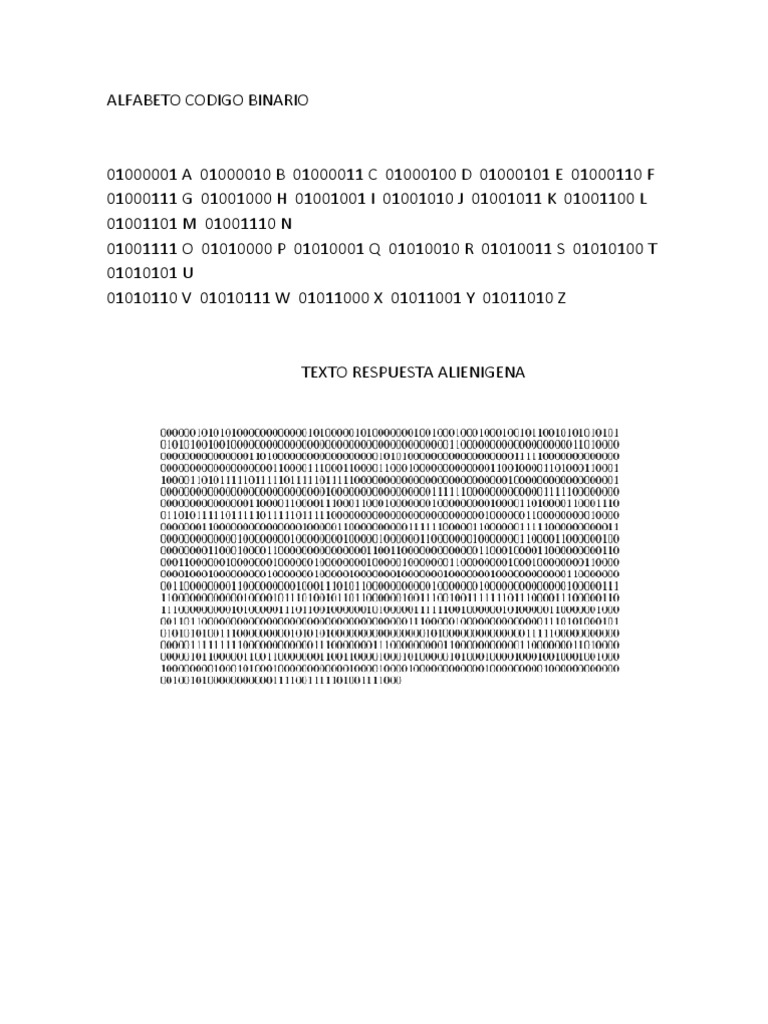 Alfabeto Codigo Binario 2 | PDF | Números | Pi