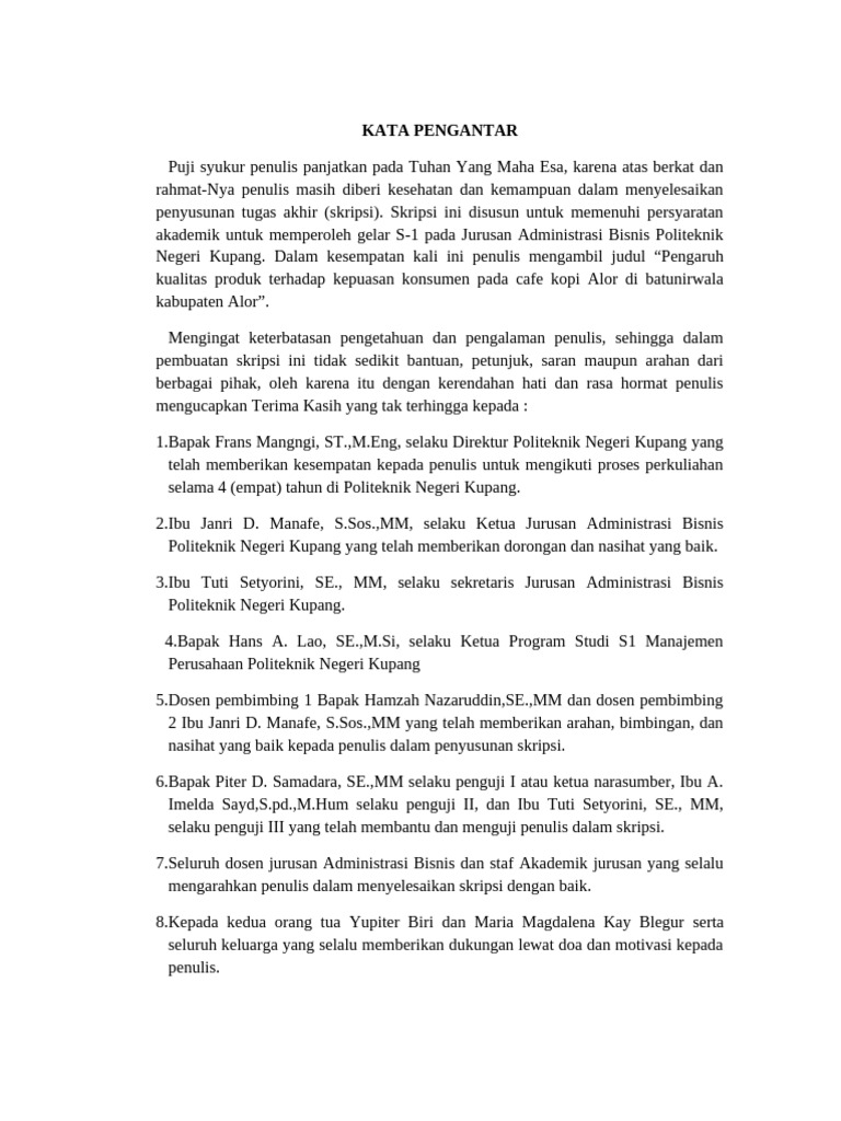 Kata Pengantar Skripsi Bonnie | PDF