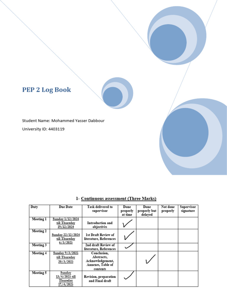 PEP2 Log Book - Mohammed Dabbour - 4403119 - 2023-24 | PDF ...