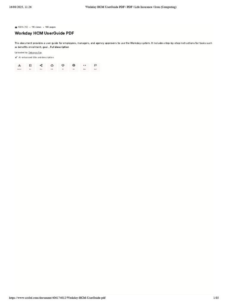 Workday HCM UserGuide PDF - PDF - Life Insurance - Icon (Computing) | PDF | Scribd | Computing
