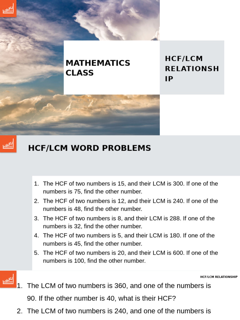Mathematics Class Lcm Hcf Relationship | PDF