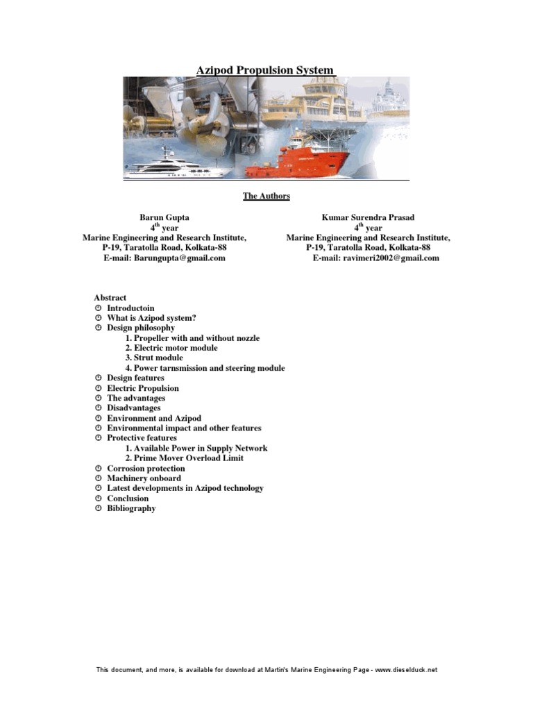 Azipod Propulsion System Overview | PDF | Marine Propulsion | Ships
