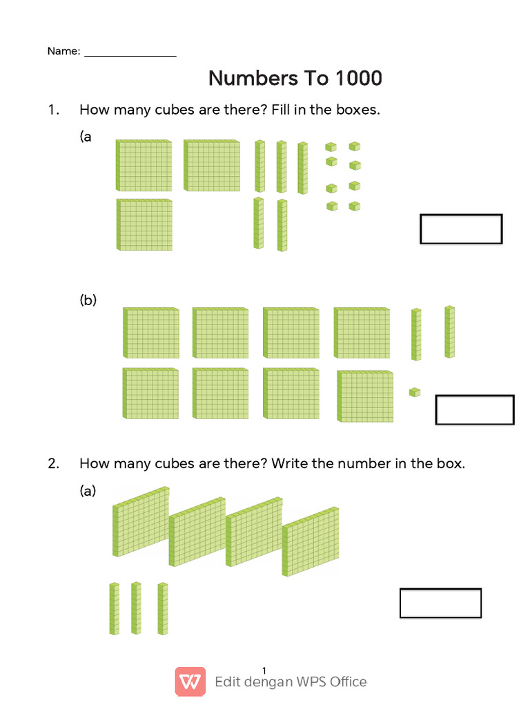 Numbers To 1000 | PDF