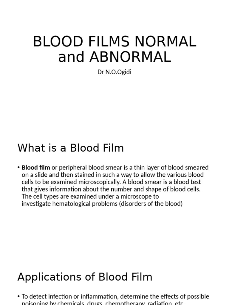 Blood Film Analysis: Normal vs Abnormal | PDF | White Blood Cell | Staining