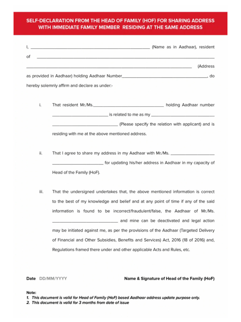 Self Declaration Form | PDF