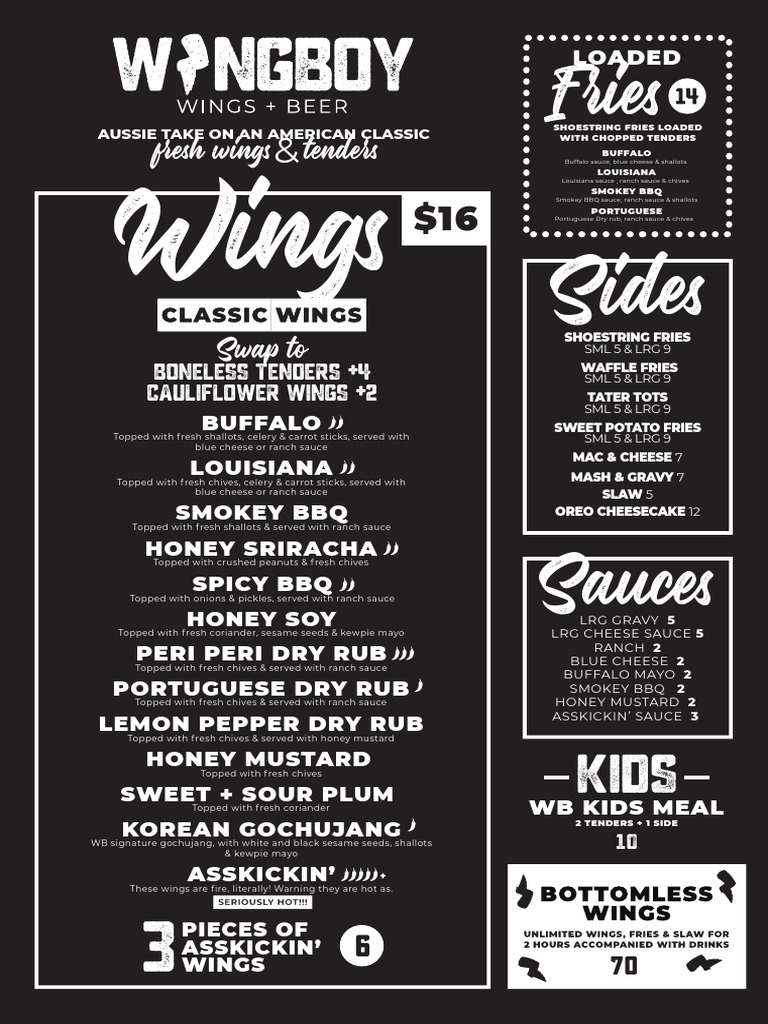 Wingboy Food A4 Darling-Square June2022 Web-1 | PDF | Sauce | Shallot
