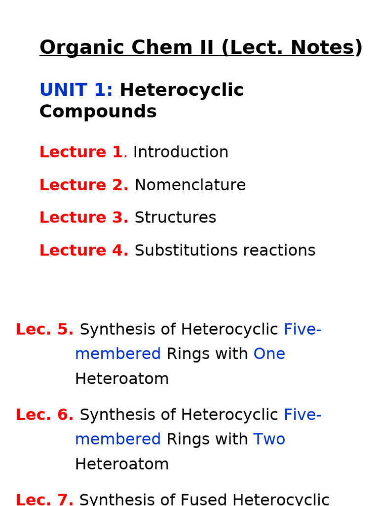 Heterocyclic Compounds Overview | PDF | Heterocyclic Compound | Aromaticity