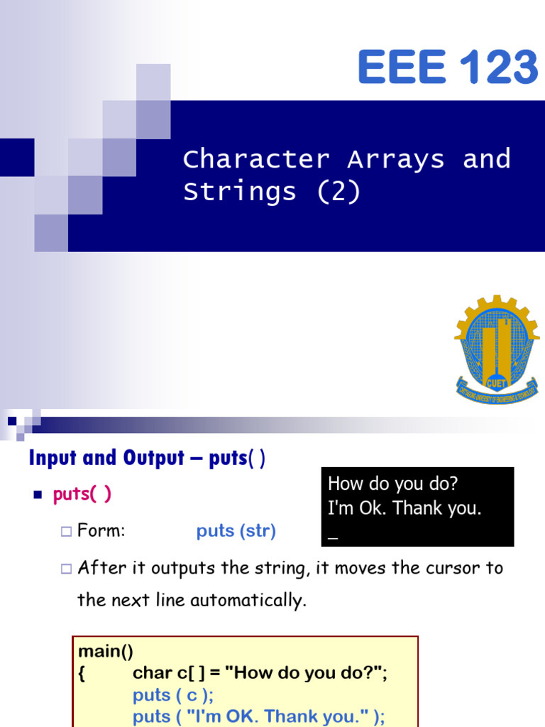 Character Arrays and Strings | PDF | String (Computer Science) | Computing