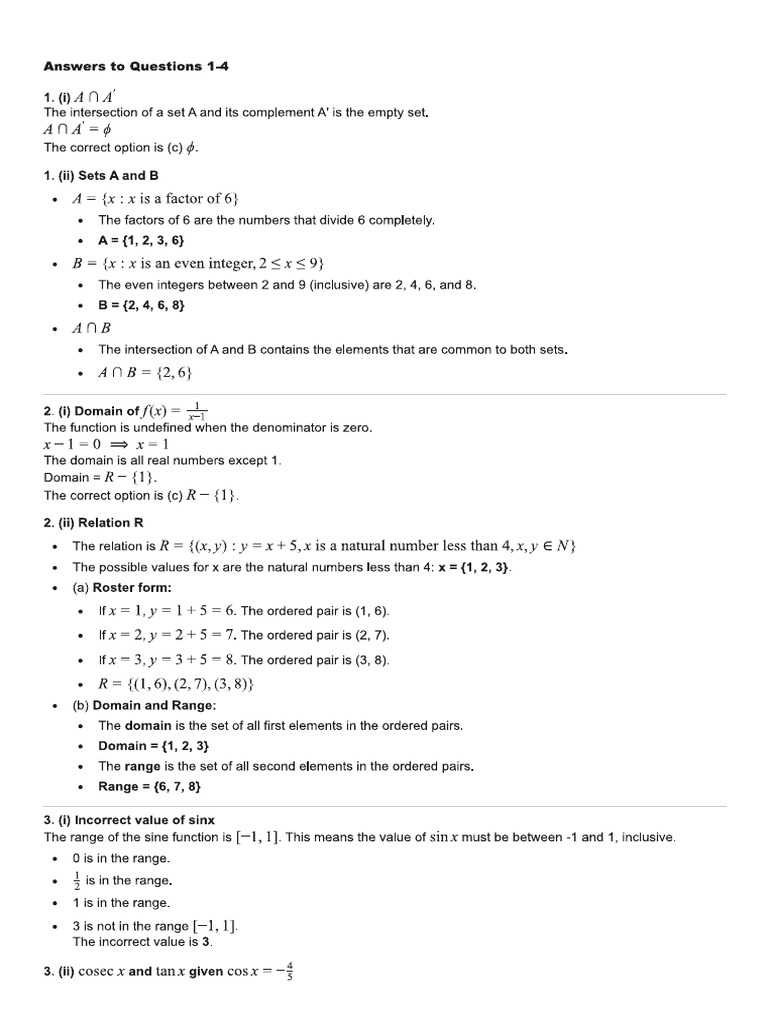 mathematics answers | PDF