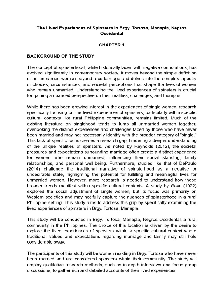 The Lived Experiences of Spinsters in Brgy.docx | PDF | Focus Group ...