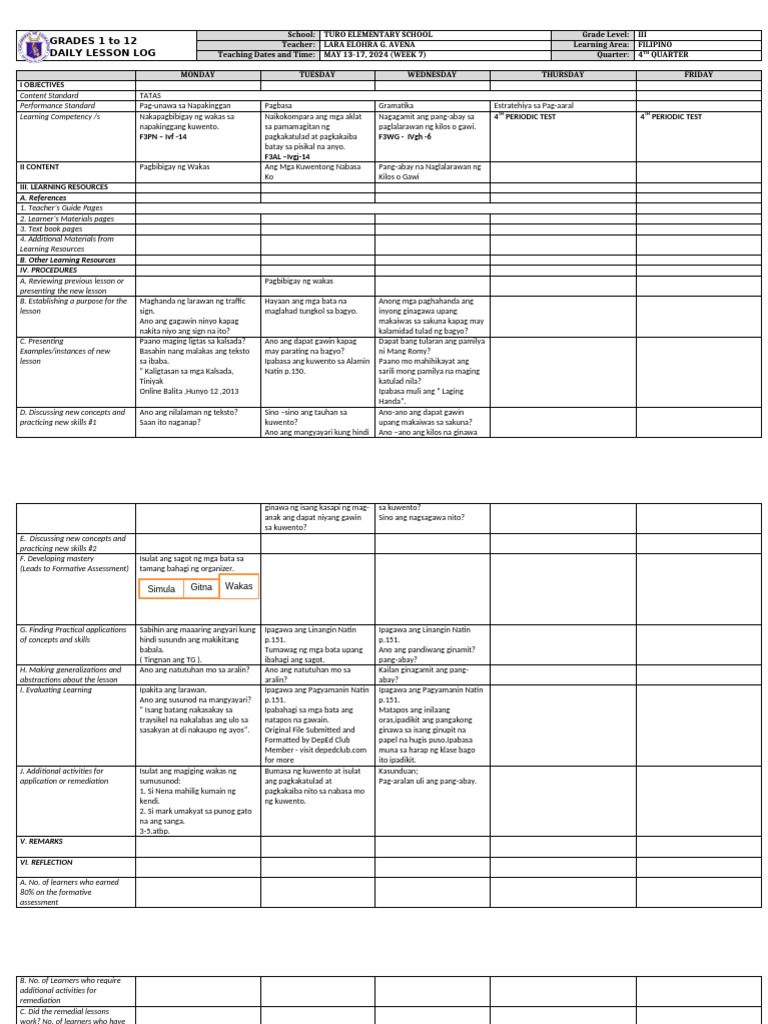 DLL Filipino 3 q4 w7 | PDF