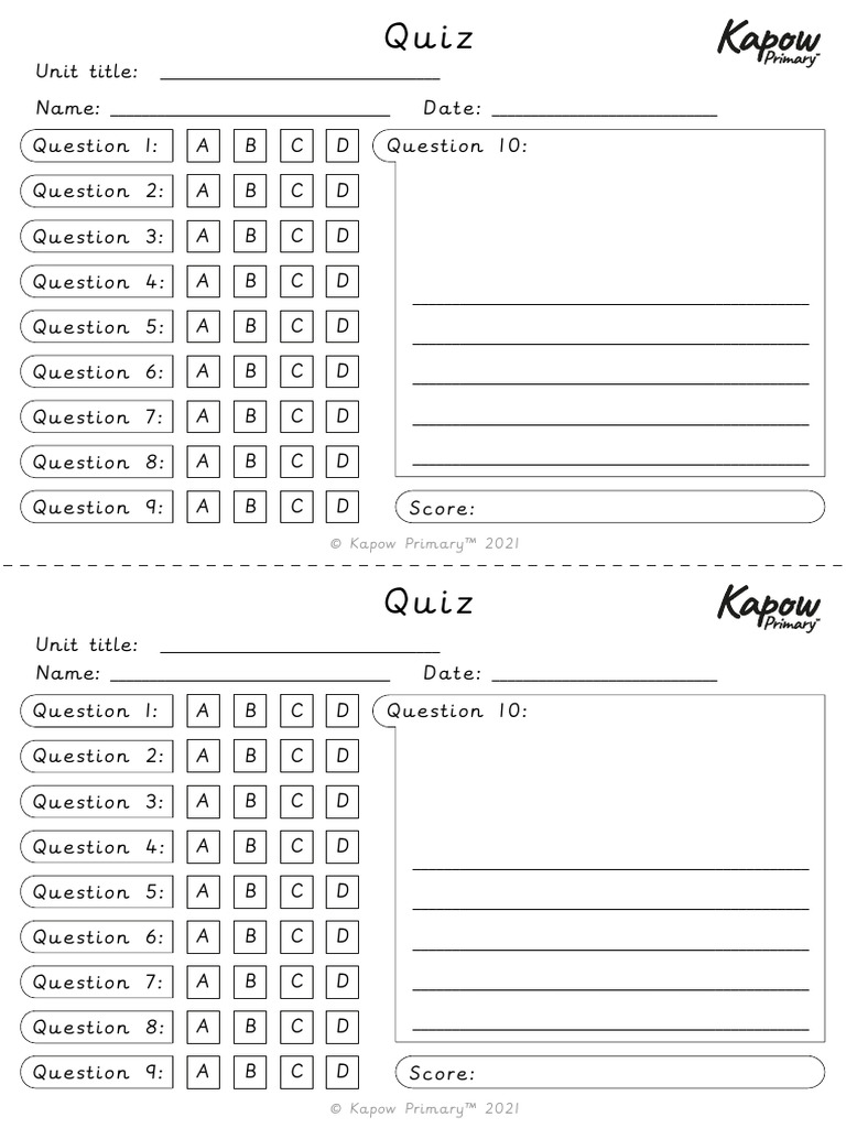Quiz Pupils Template KS2 1 | PDF