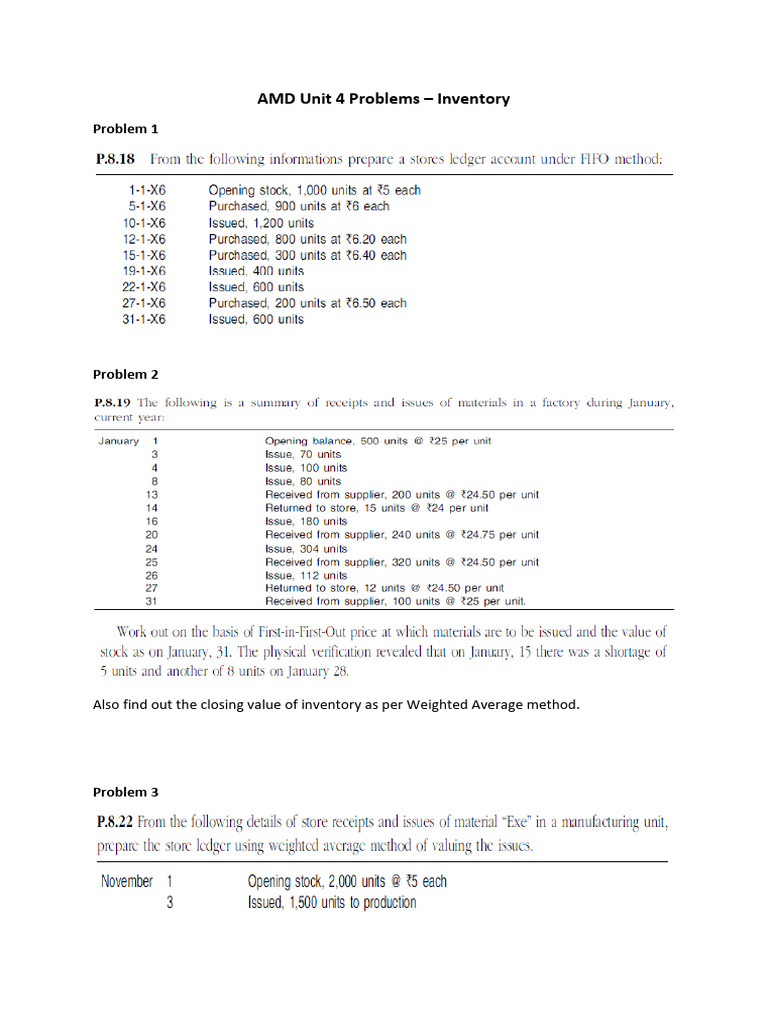 Unit 4 Problems - Inventory | PDF