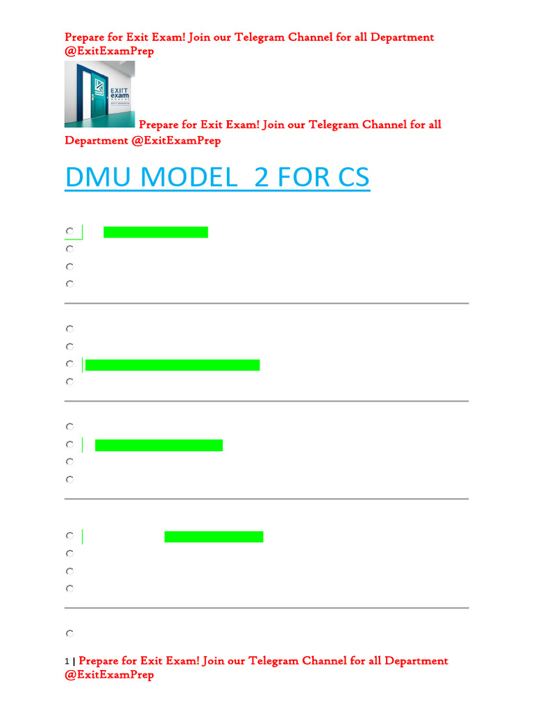 DMU Computer Science Model Exit Exam 2017 | PDF | Class (Computer ...