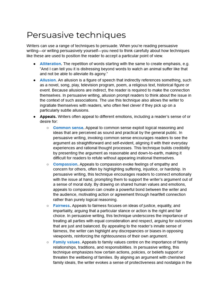 Persuasive Techniques Glossary | PDF | Justice | Crime & Violence