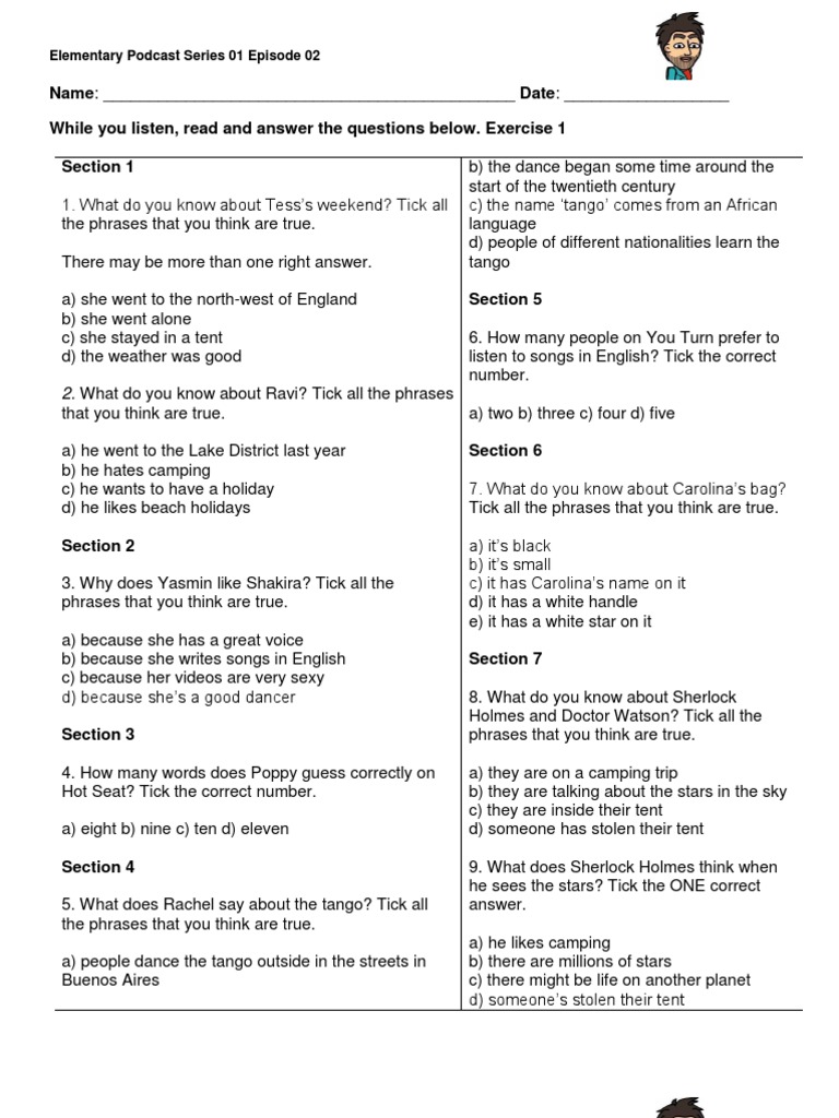 Elementary Podcast Episode 2 Activities | PDF | Dr. Watson | Tango