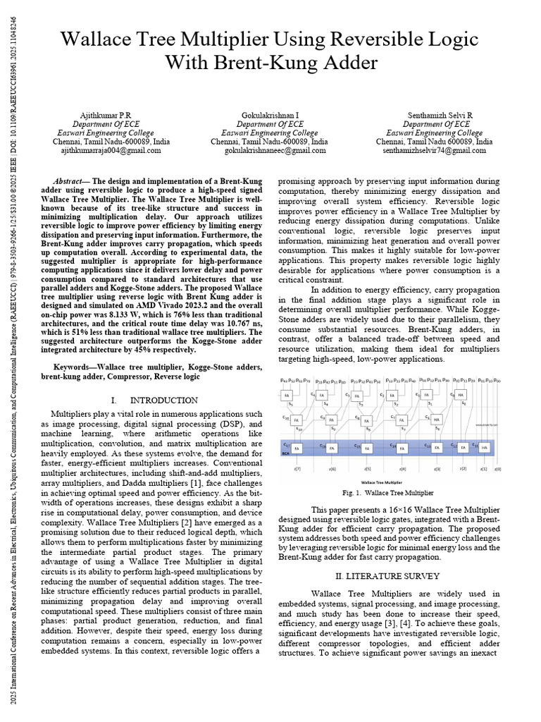 Efficient Wallace Tree Multiplier Design | PDF | Computing | Digital ...