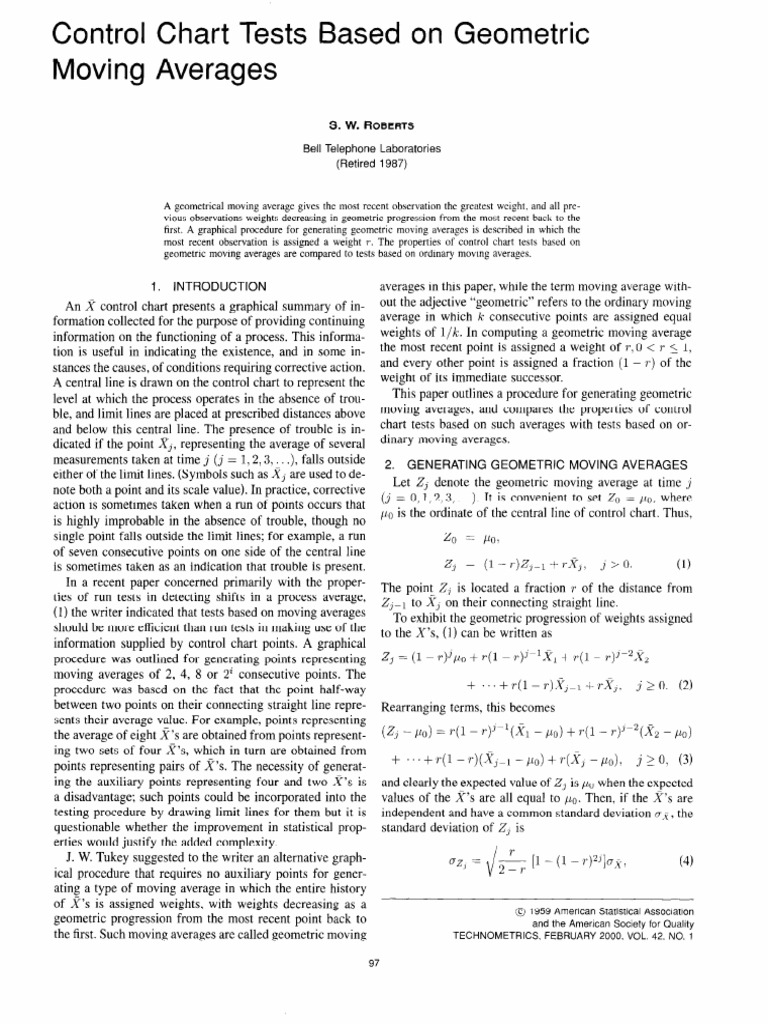 Geometric Moving Averages in Control Charts | PDF | Type I And Type Ii ...