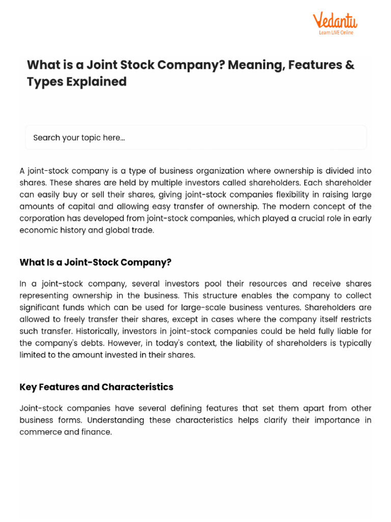 What is a Joint Stock Company_ Meaning, Features & Types Explained (2 ...