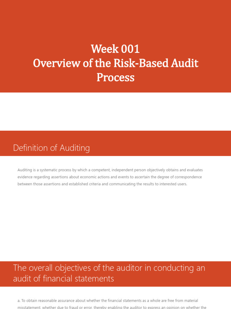 W1 Lesson 1 Overview of The Risk-Based Audit Process - Presentation | PDF | Audit | Risk Assessment