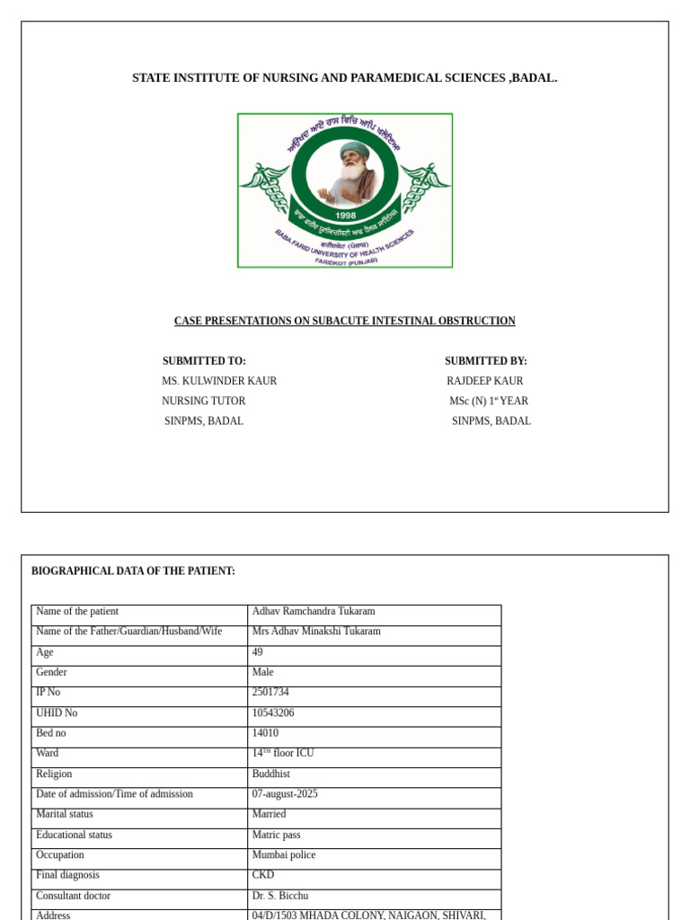 Case Presentation On CKD | PDF | Kidney | Human Nose