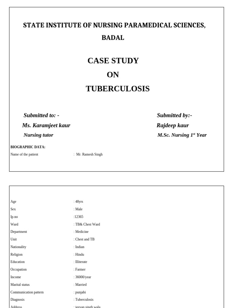 Case Study on Tuberculosis in Nursing | PDF | Respiratory Tract | Lung