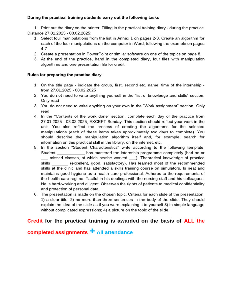 Practical Training Diary Guidelines | PDF | Hospital Acquired Infection ...