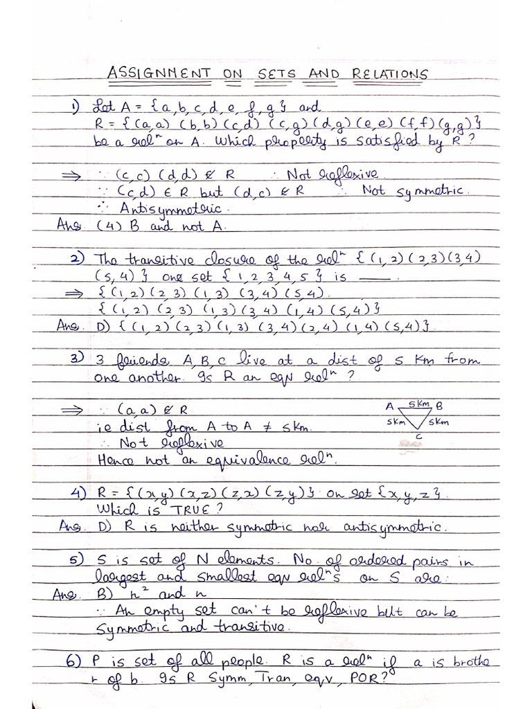 ASSIGNMENT ON SETS AND RELATIONS | PDF
