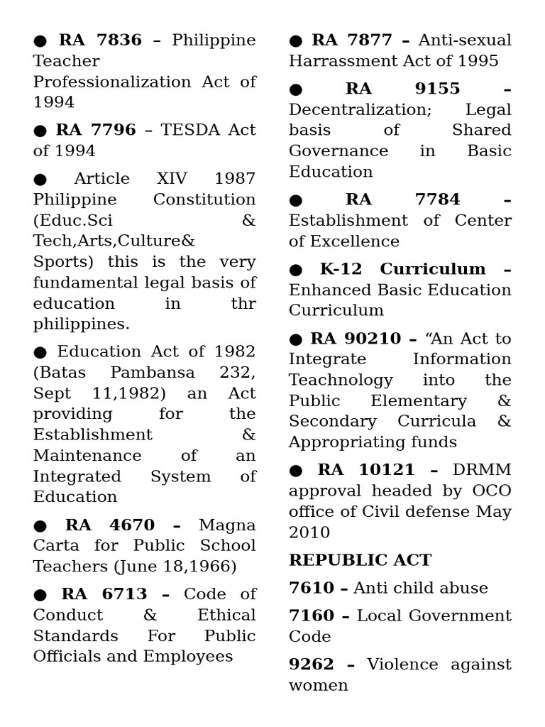 Philippine Education Laws Overview | PDF | Psychology | Constructivism ...