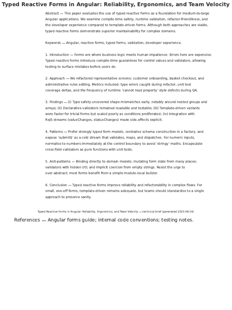 Typed Reactive Forms in Angular | PDF | Reliability Engineering | Unit ...