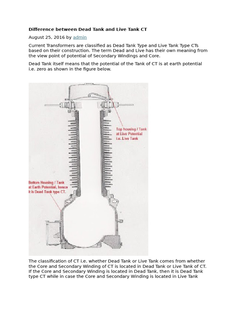 Difference Between Dead Tank and Live Tank CT | PDF | Insulator ...