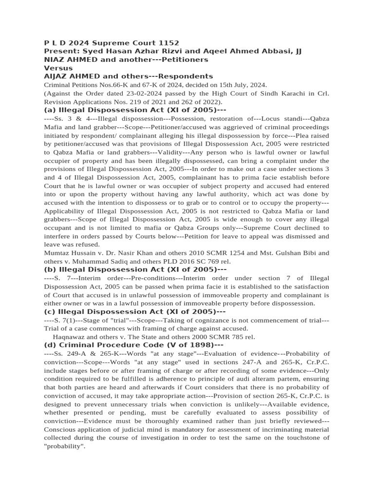 P L D 2024 Supreme Court 1152 | PDF | Trials | Acquittal
